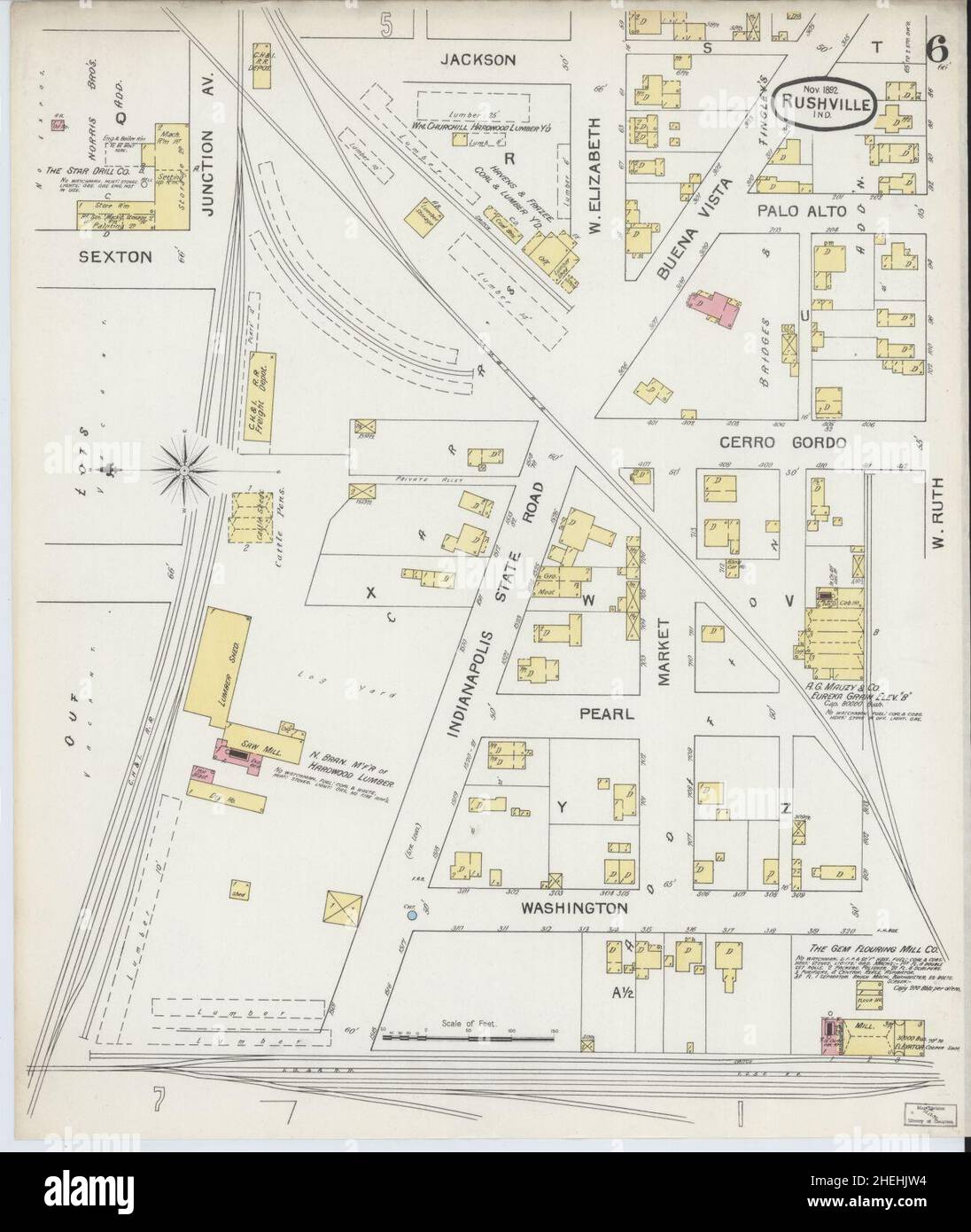 Rush county map hi-res stock photography and images - Alamy