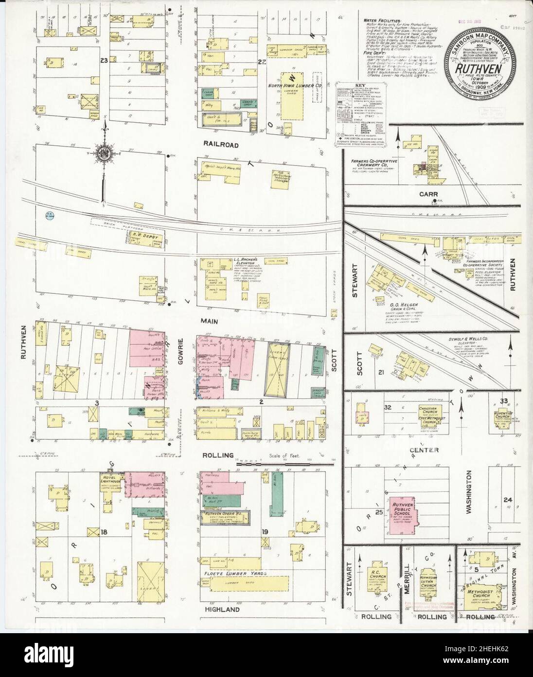 Sanborn Fire Insurance Map from Ruthven, Palo Alto County, Iowa Stock ...