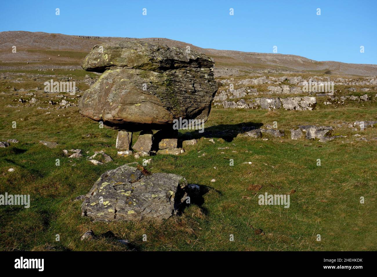 Norber Boulder 'Erratics' Perched on Pedestals of Eroded Limestone near ...