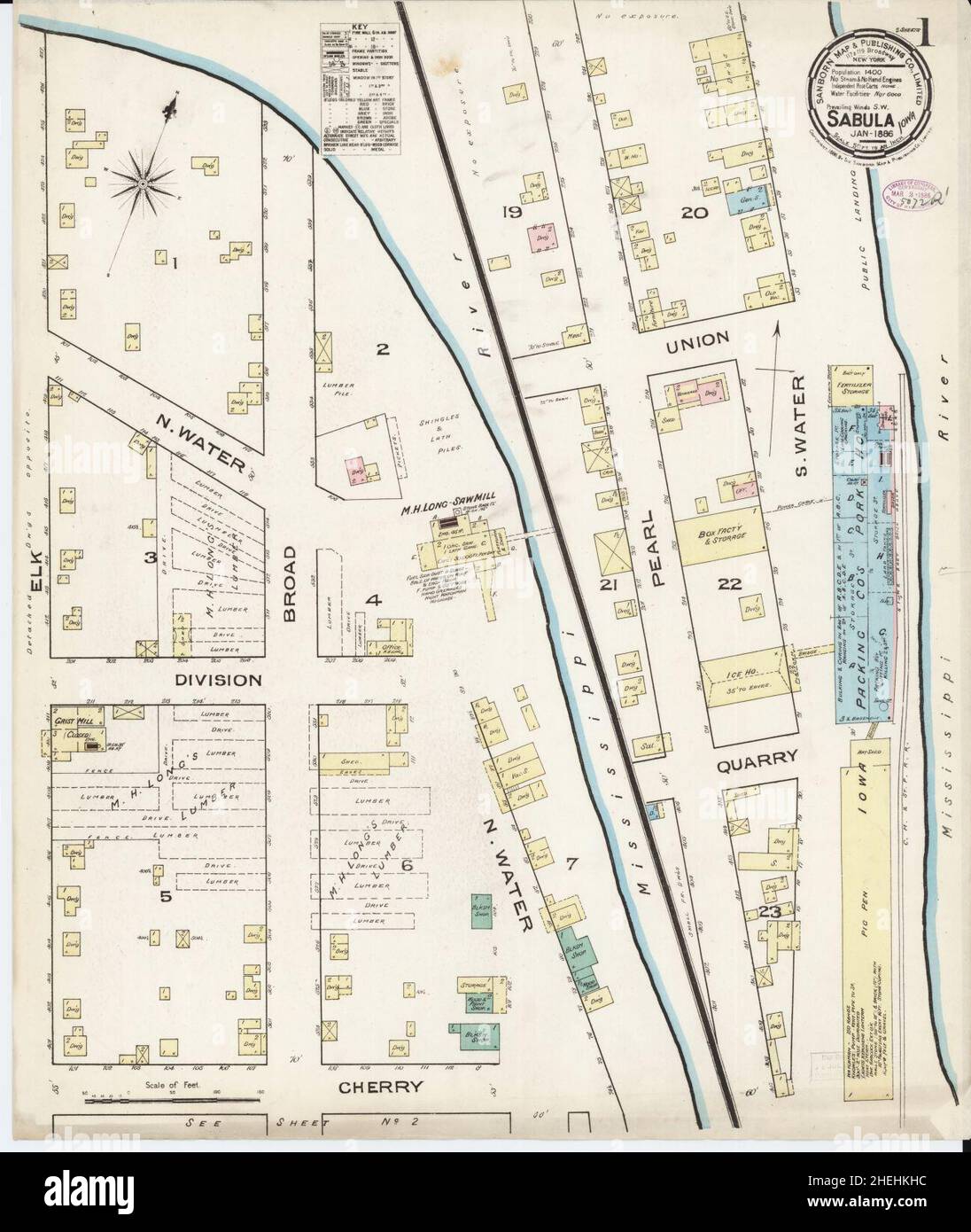 Sanborn Fire Insurance Map from Sabula, Jackson County, Iowa Stock ...
