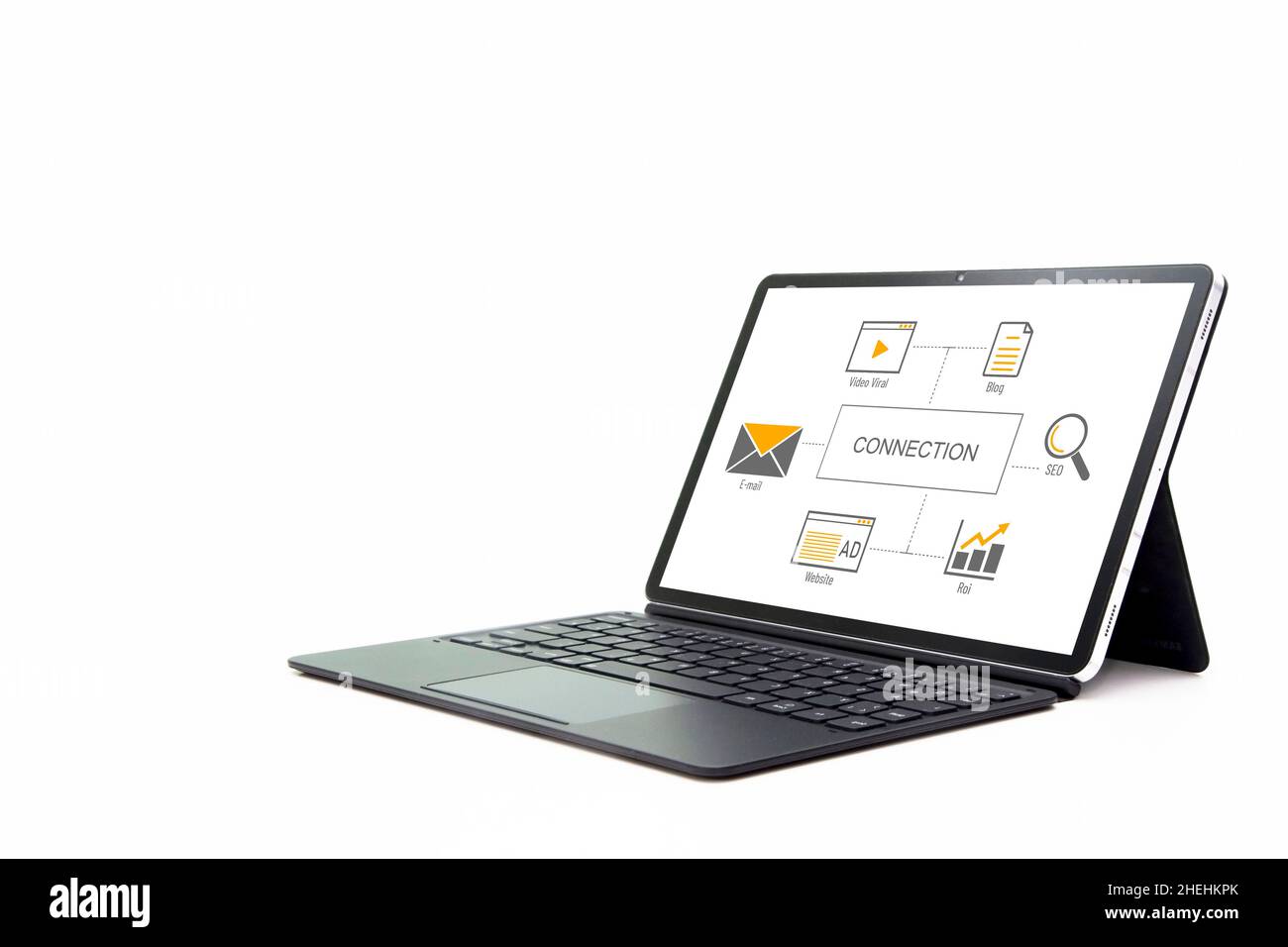 Connection , Advertisement Social Media Concept on screen Stock Photo ...