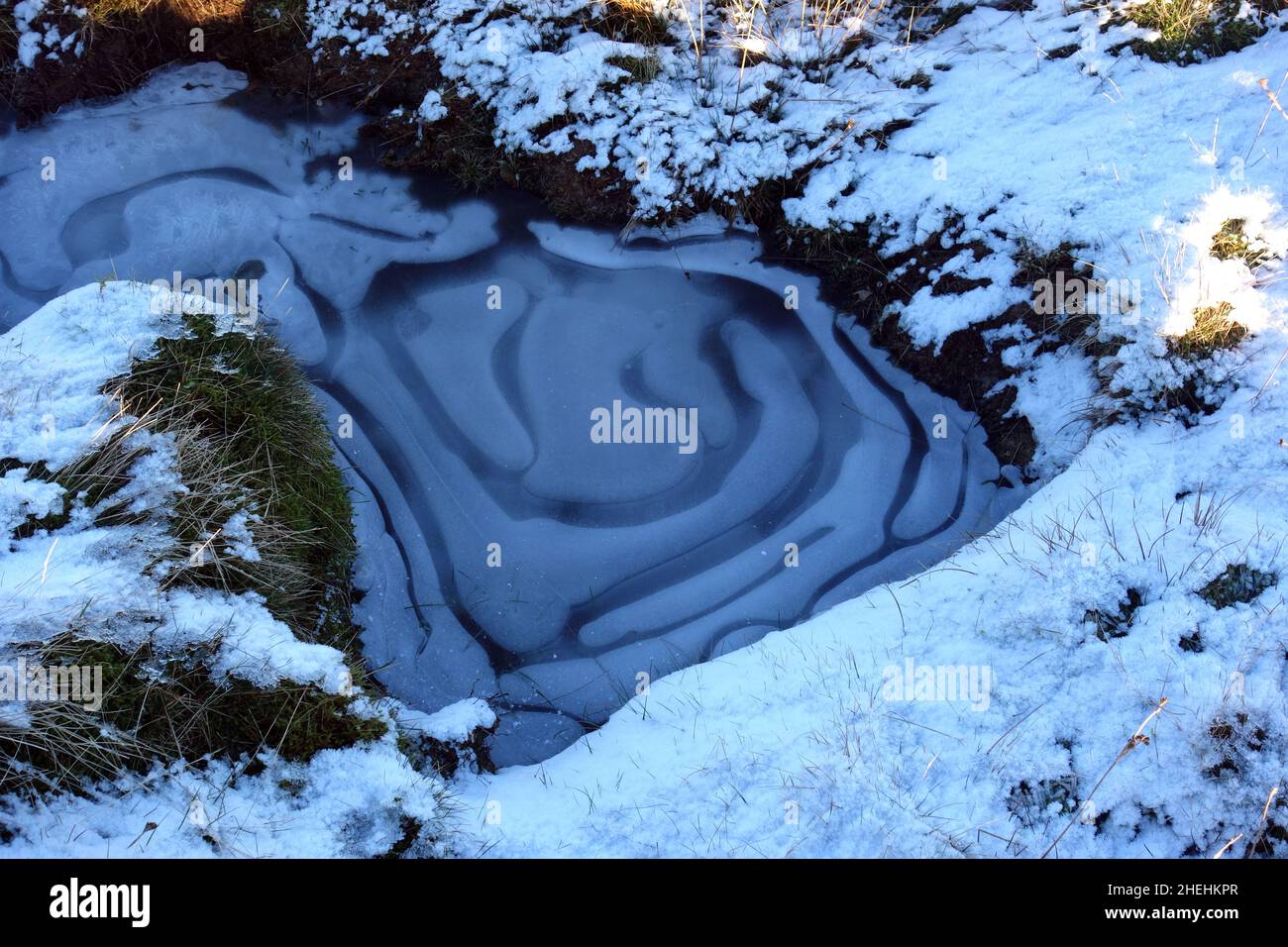 Icy Pattern on Frozen Puddle by Path to Ingleborough (1 of the ...
