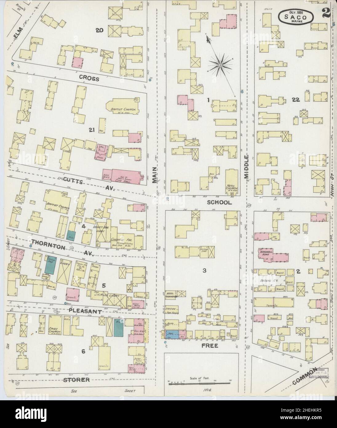 Sanborn Fire Insurance Map from Saco, York County, Maine Stock Photo ... Sanborn Fire Insurance Map from Saco, York County, Maine Stock Photo ...