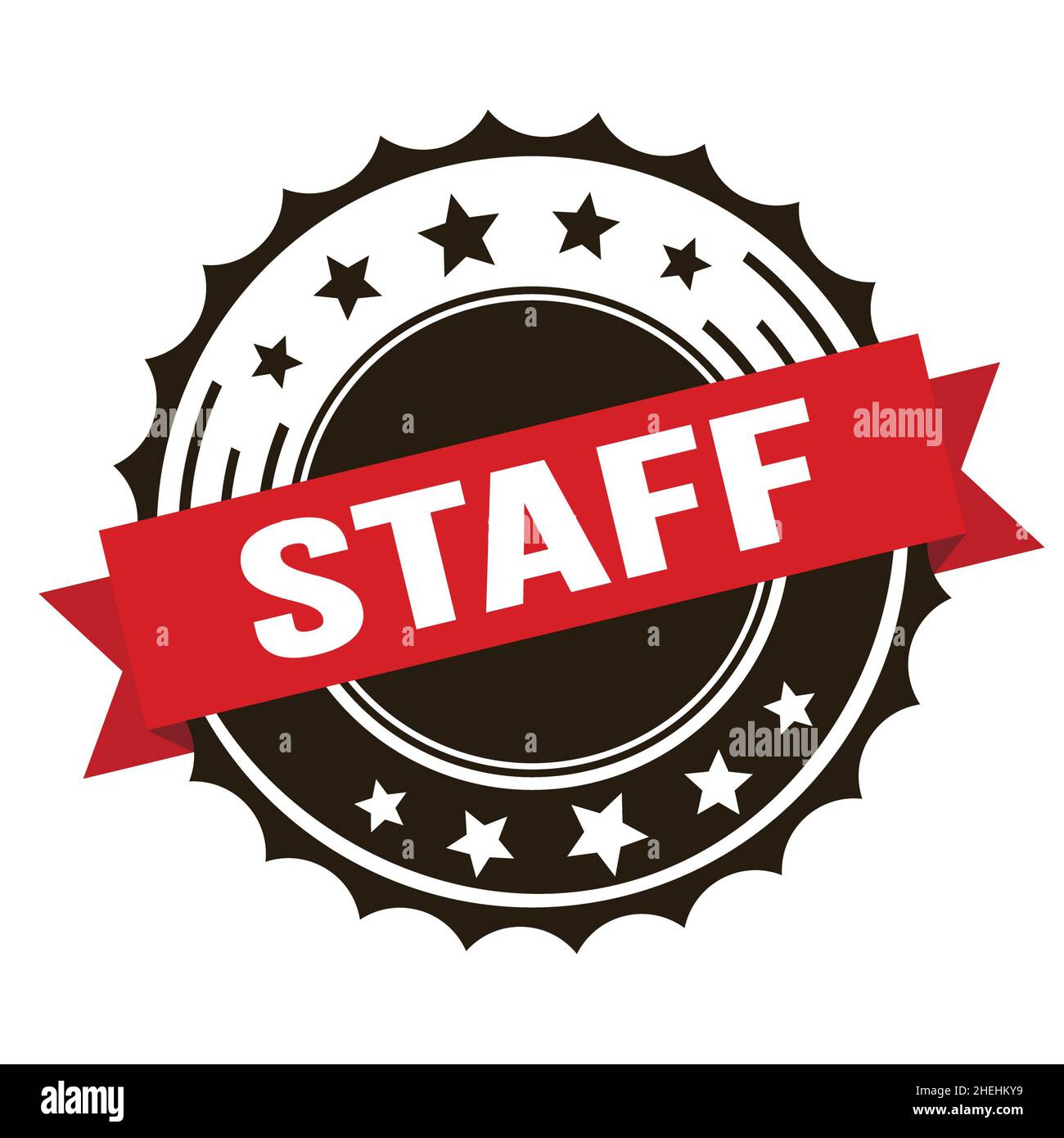 STAFF text on red brown ribbon badge stamp Stock Photo - Alamy