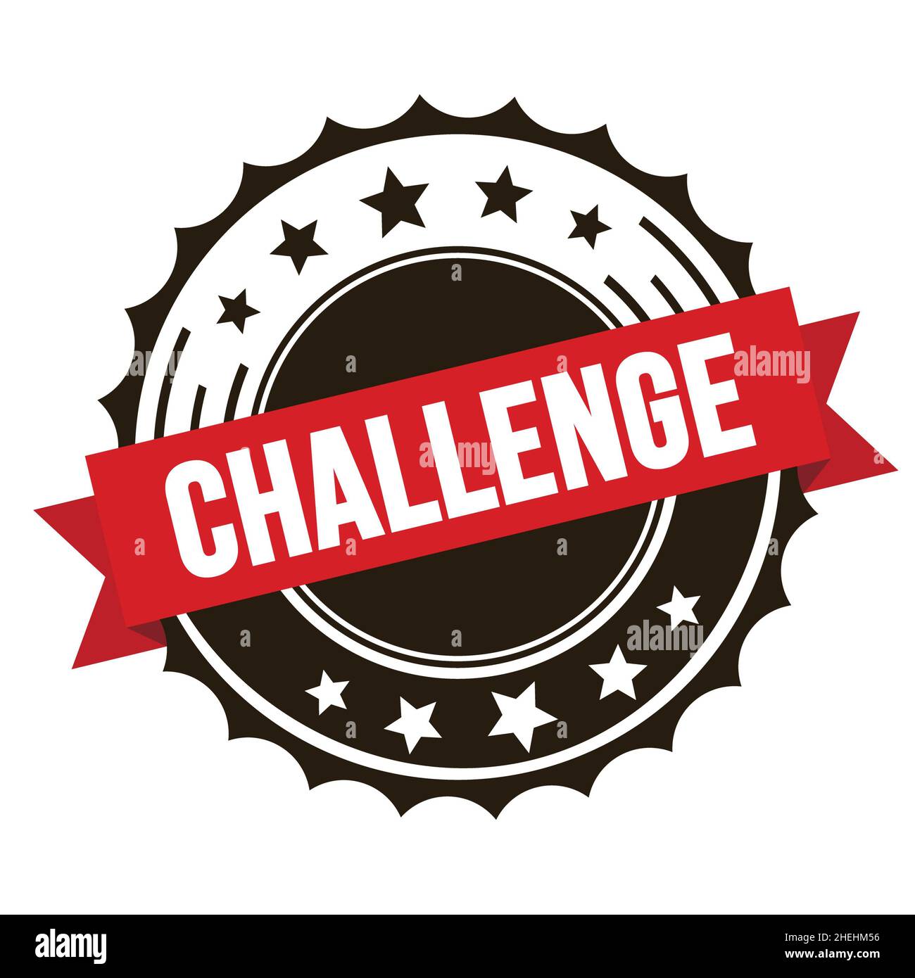 CHALLENGE text on red brown ribbon badge stamp Stock Photo - Alamy