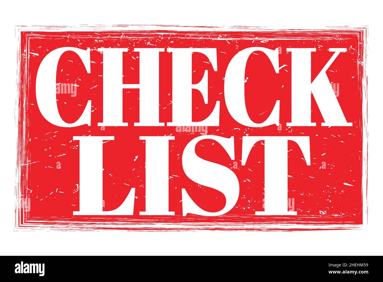 CHECK LIST, words written on red grungy stamp sign Stock Photo - Alamy