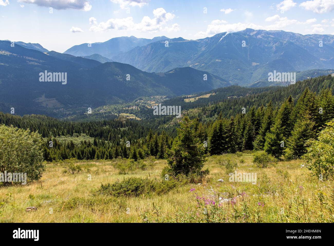 view from Hajla peak of Rugova valley and mountains and Prokletije ...
