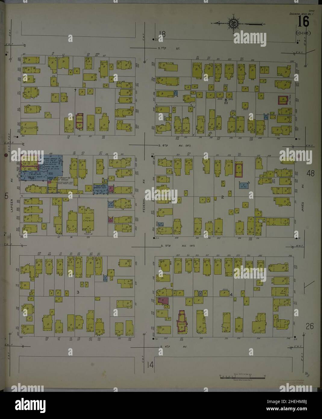 Sanborn Fire Insurance Map from Saginaw, Saginaw County, Michigan Stock ...