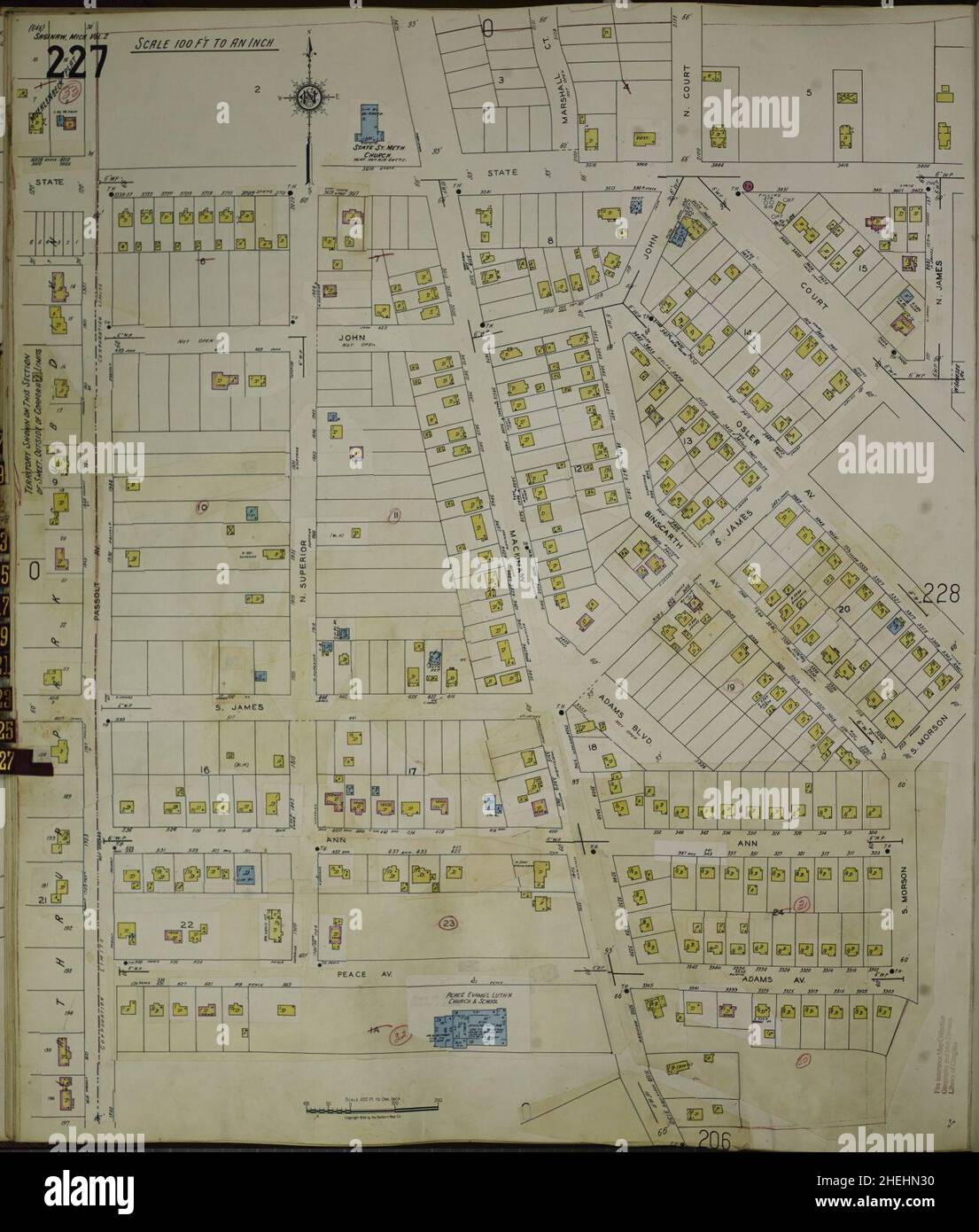 Sanborn Fire Insurance Map from Saginaw, Saginaw County, Michigan Stock ...