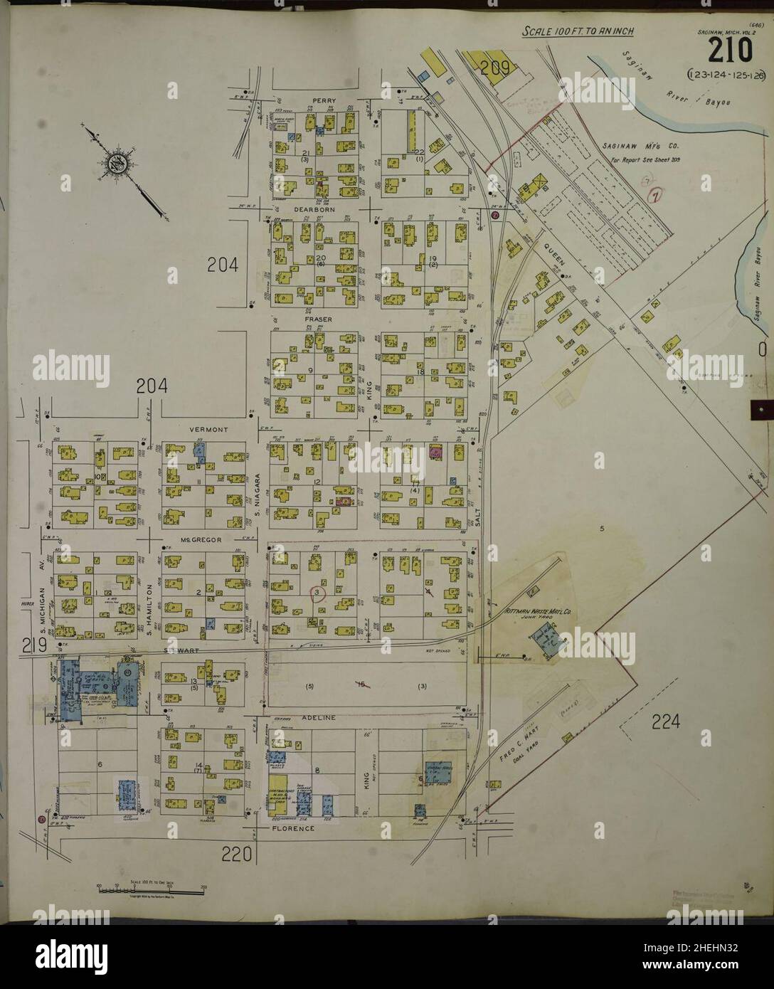 Sanborn Fire Insurance Map from Saginaw, Saginaw County, Michigan Stock ...