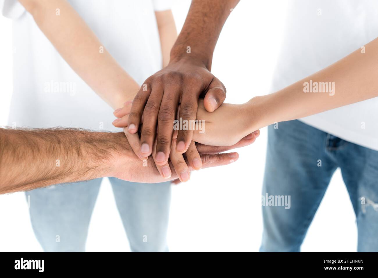 Close up hands joining together hi-res stock photography and images - Alamy