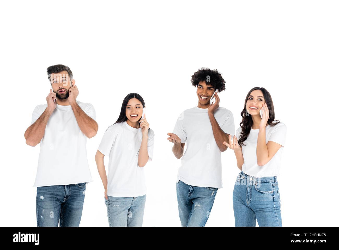 Happy friends talking in Cut Out Stock Images & Pictures - Alamy