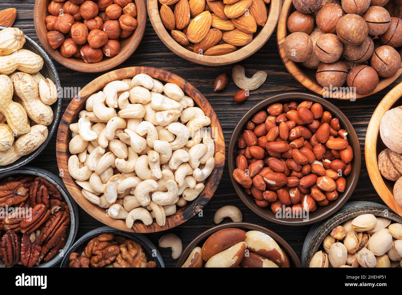 Nuts in assortment, Walnuts, pecans, almonds and other. Healthy food ...