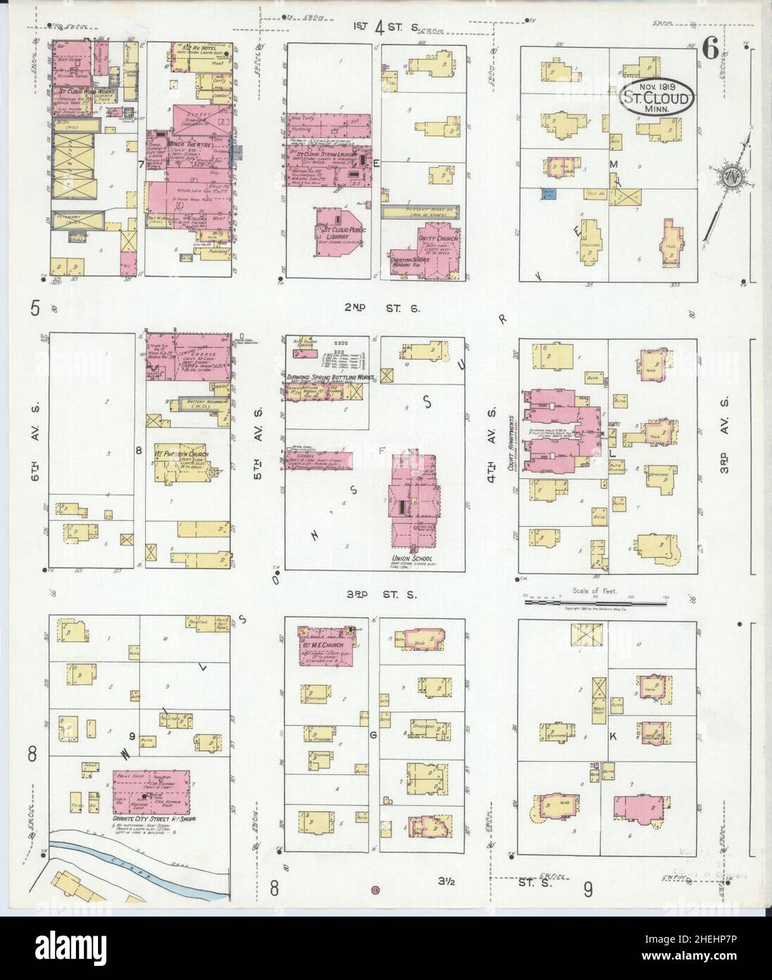 Sanborn Fire Insurance Map from Saint Cloud, Stearus, Benton, And ...