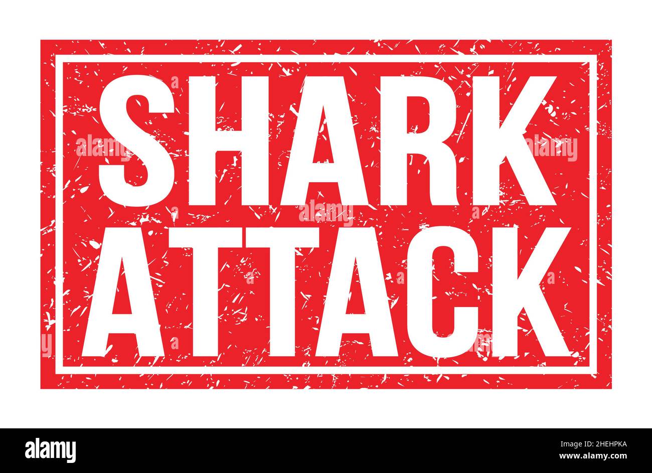 SHARK ATTACK, words written on red rectangle stamp sign Stock Photo - Alamy