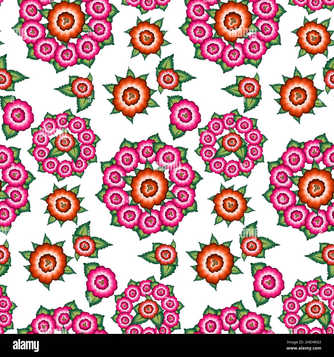 Seamless Mexican floral embroidery pattern, ethnic colorful Mandala ...