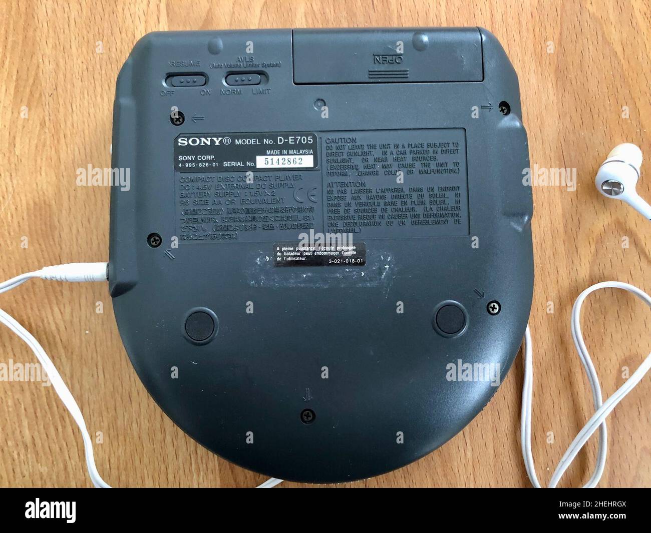 Close up, 1980s Vintage Sony DIscman Portable CD Music Player, Back ...