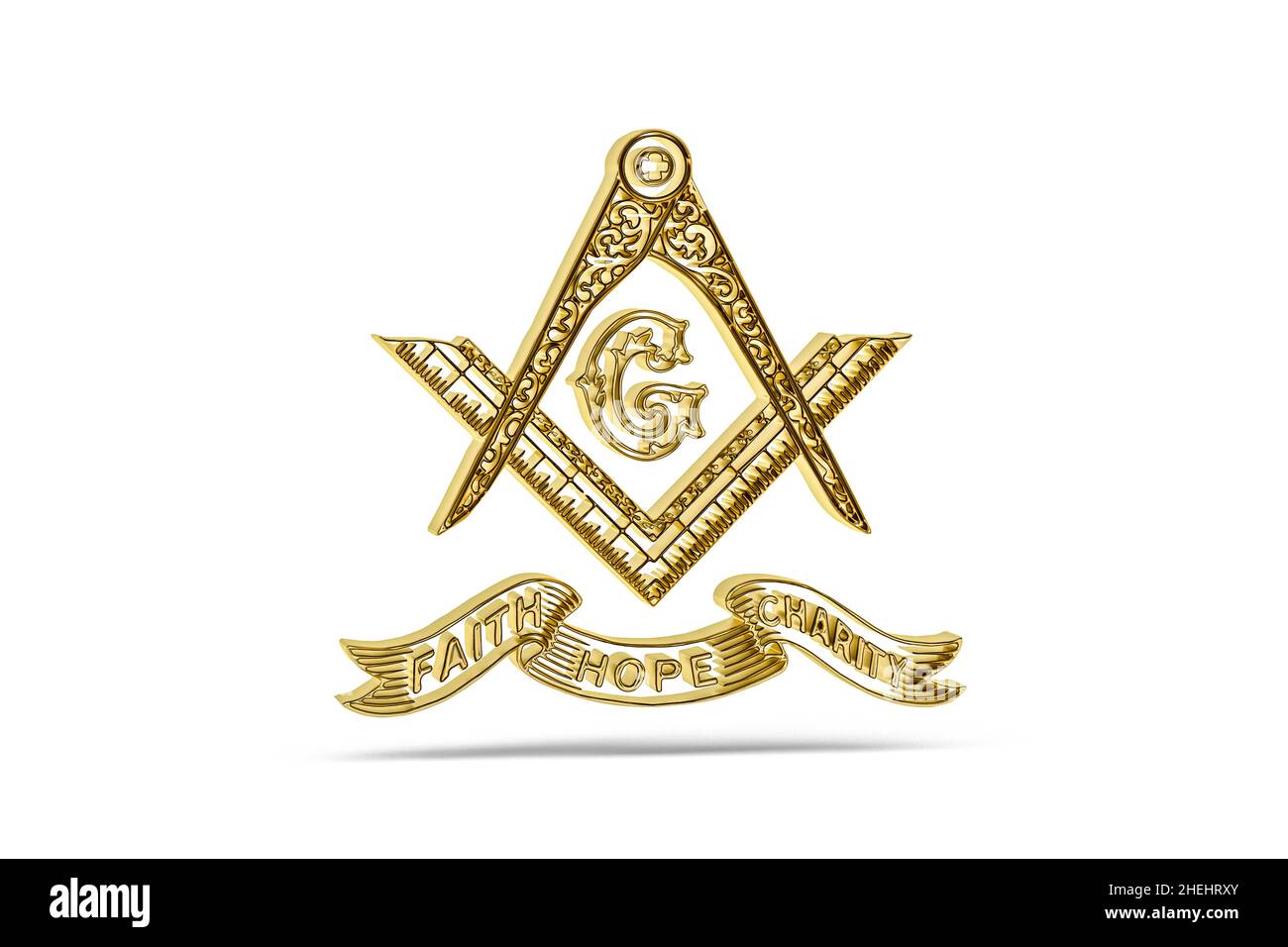 Golden freemasonry icon isolated on white background - 3D render Stock ...