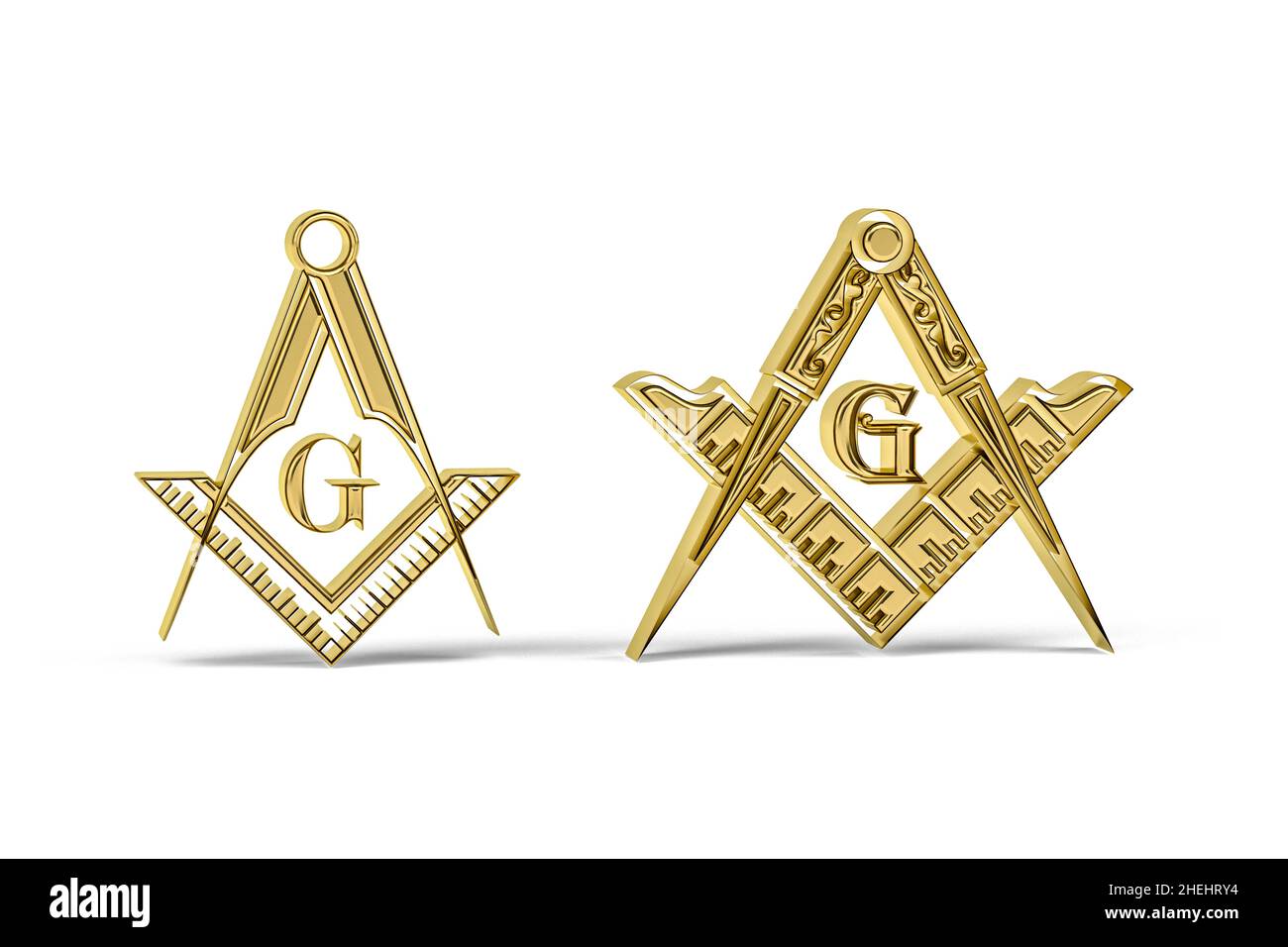 Golden freemasonry icon isolated on white background - 3D render Stock ...