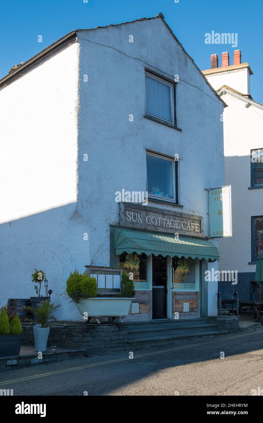 The Sun Cottage Cafe in the village of Hawkshead in the Lake District ...