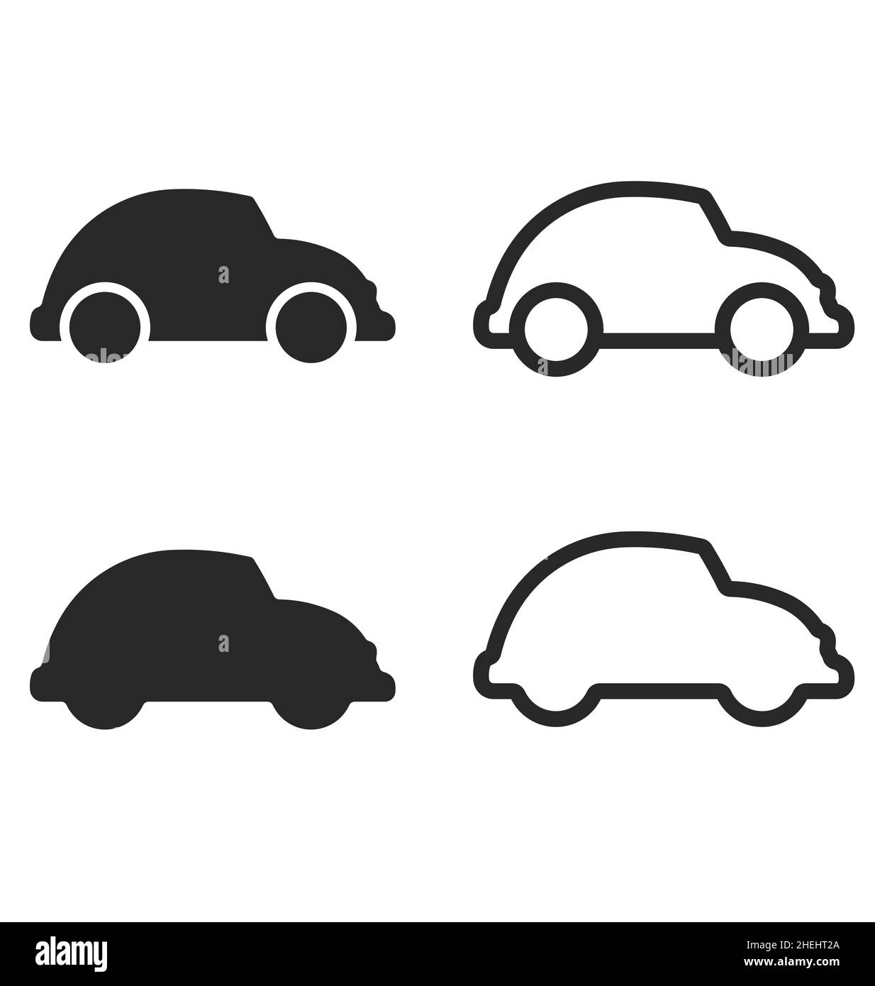 simple cute cartoon kids car silhouettes and outlines set of 4 ...