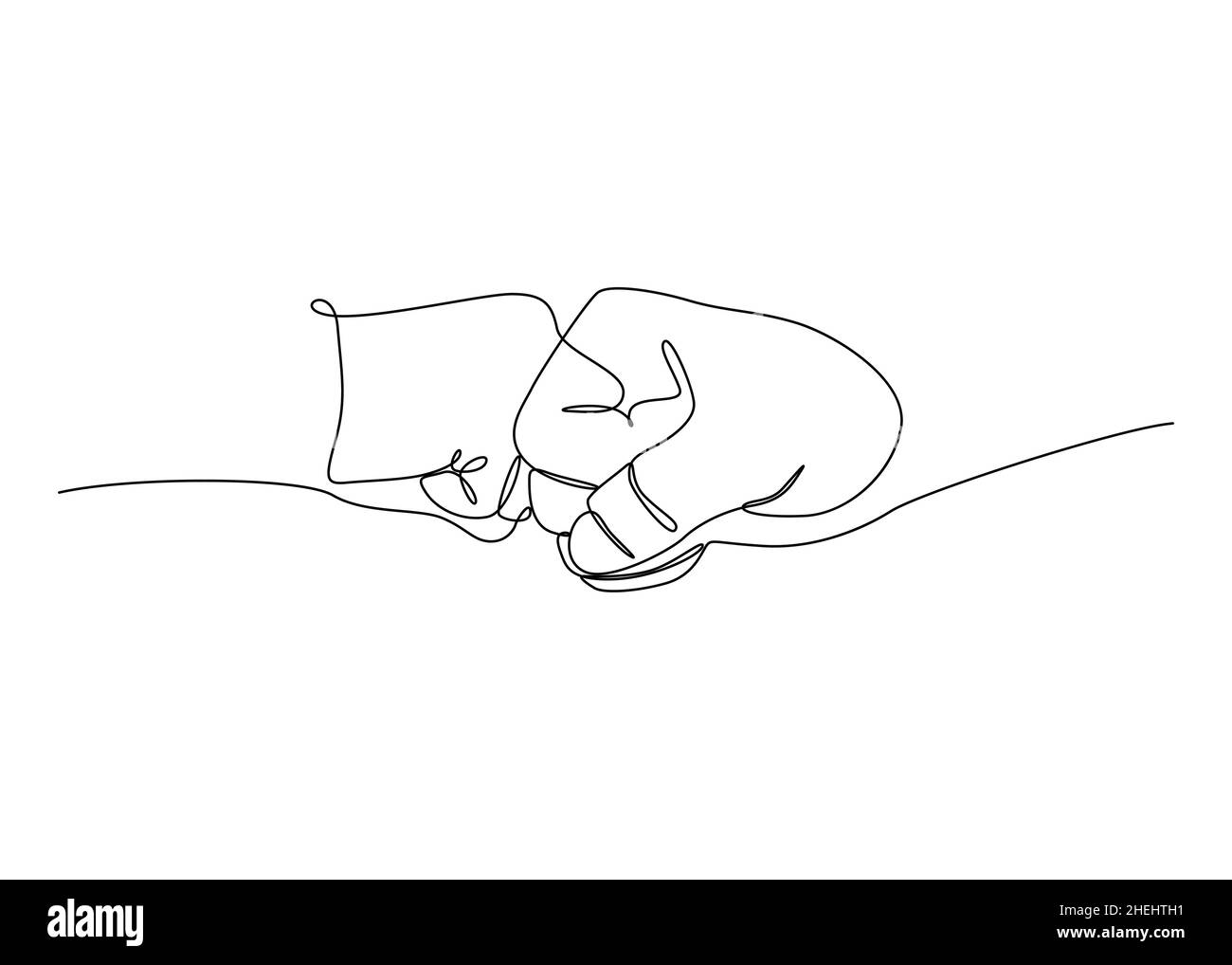 Man and woman`s clenched fists bump. Continuous one line illustrated ...