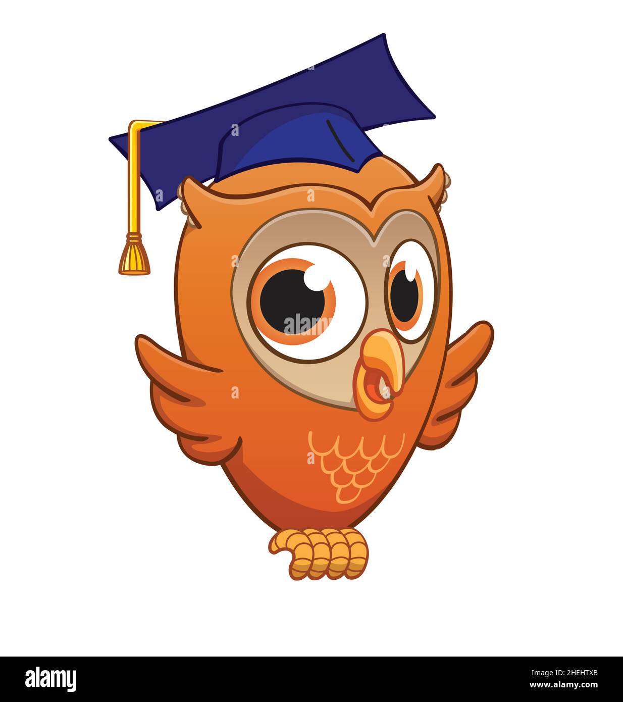 cute smart cartoon owl graduation with mortarboard hat vector isolated ...