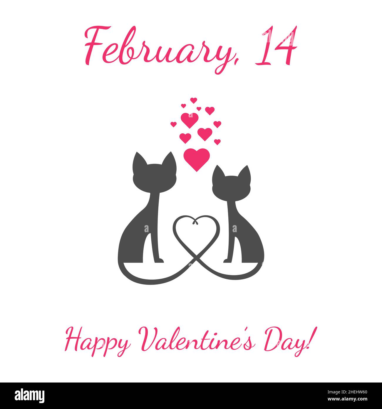 Cute funny cats in love, making a heart from tails isolated on white ...