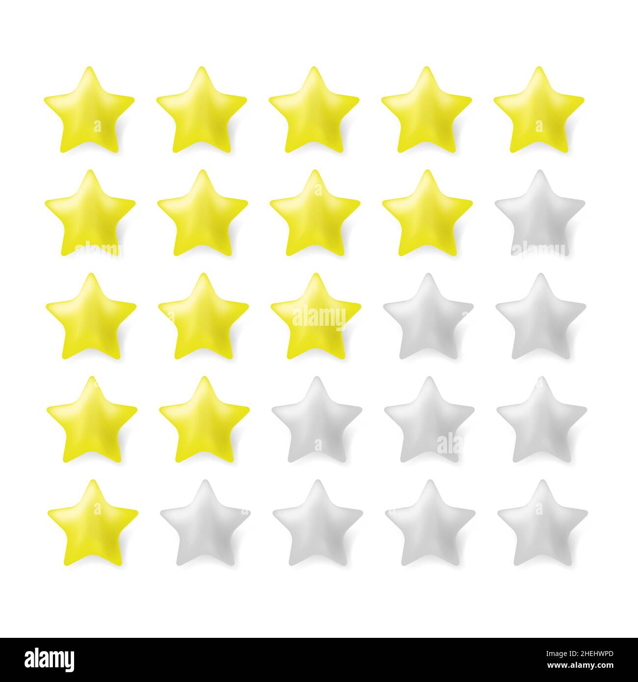 Giving Five Stars Rating for Web. Gold Yellow and Grey Gradient Star ...