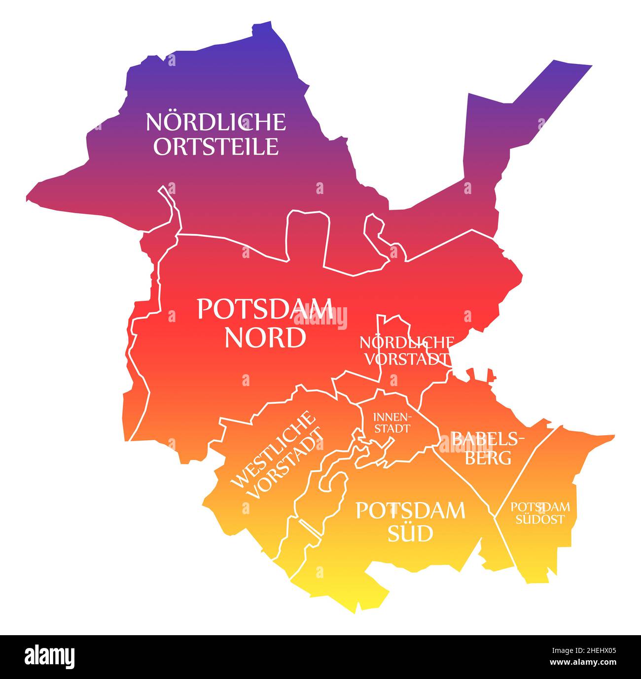 Potsdam City Map Germany DE labelled rainbow colored illustration Stock ...