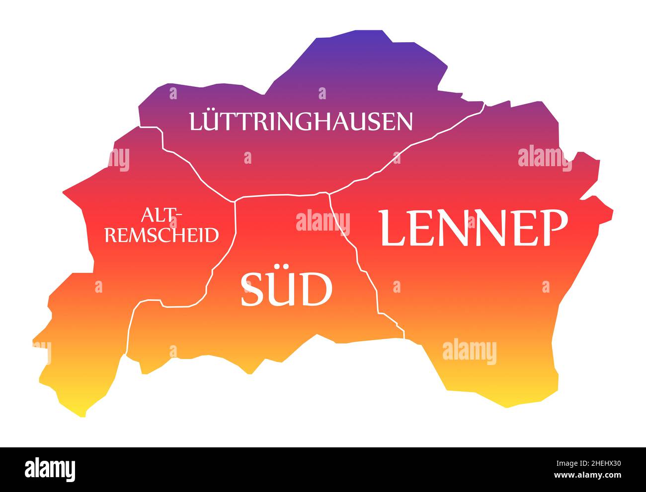 Remscheid City Map Germany DE labelled rainbow colored illustration ...