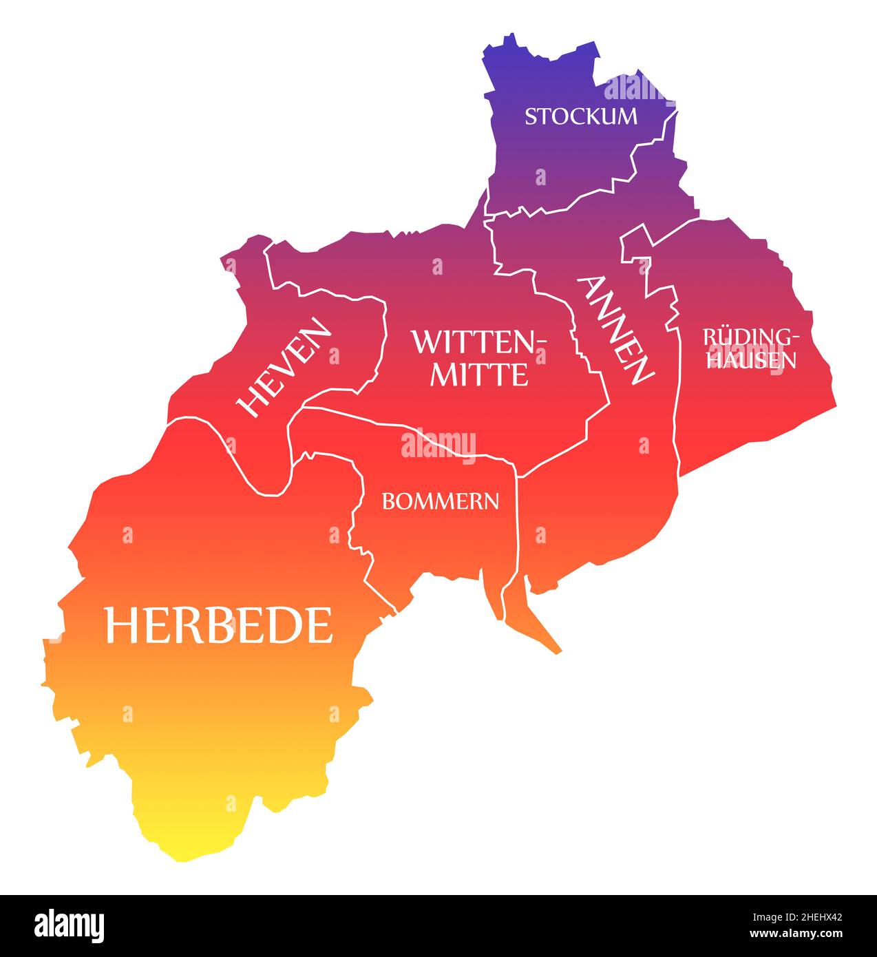 Witten City Map Germany DE labelled rainbow colored illustration Stock ...