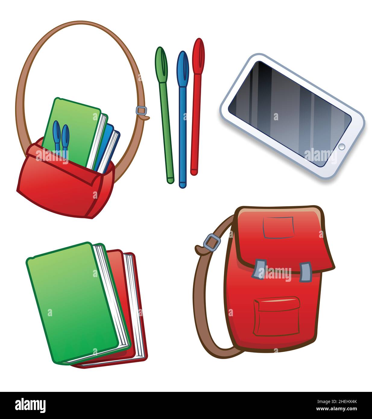 Student school, or college, or university items and elements vector ...