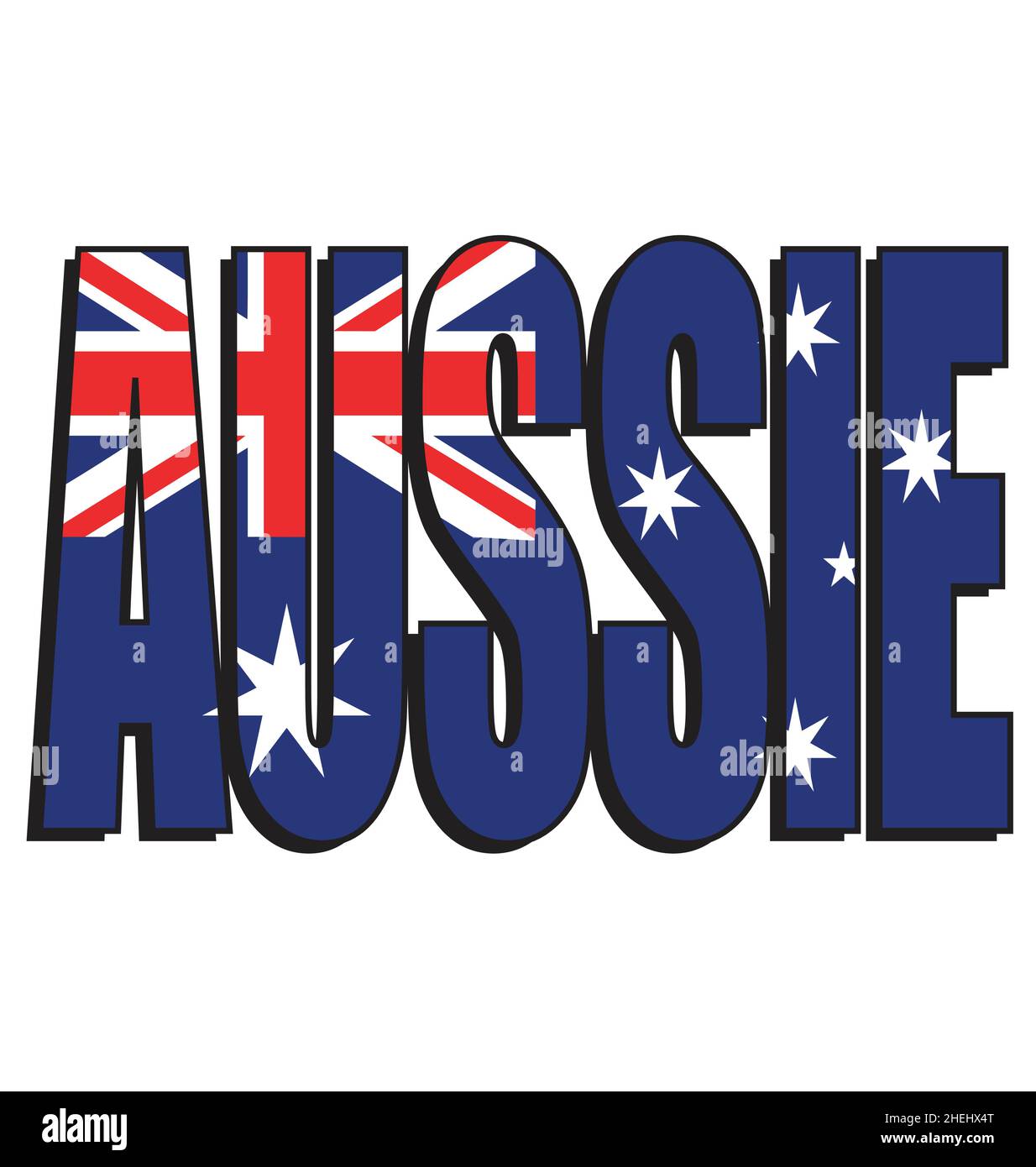 Australian Aussie text masked out from flag graphic vector isolated on ...
