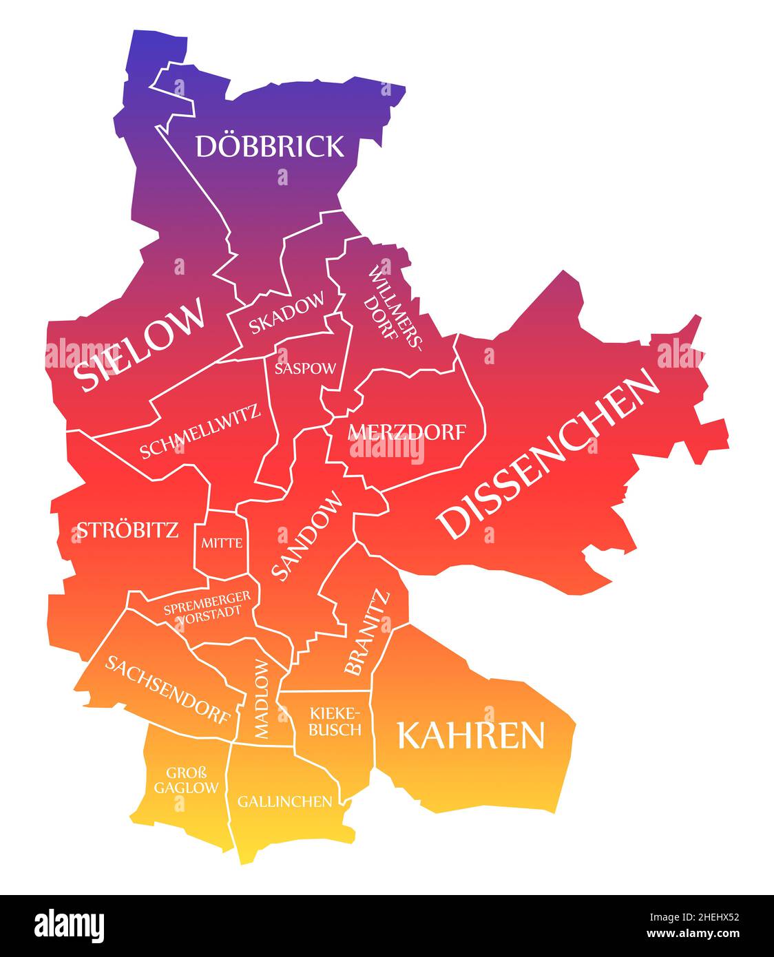 Cottbus City Map Germany DE labelled rainbow colored illustration Stock ...
