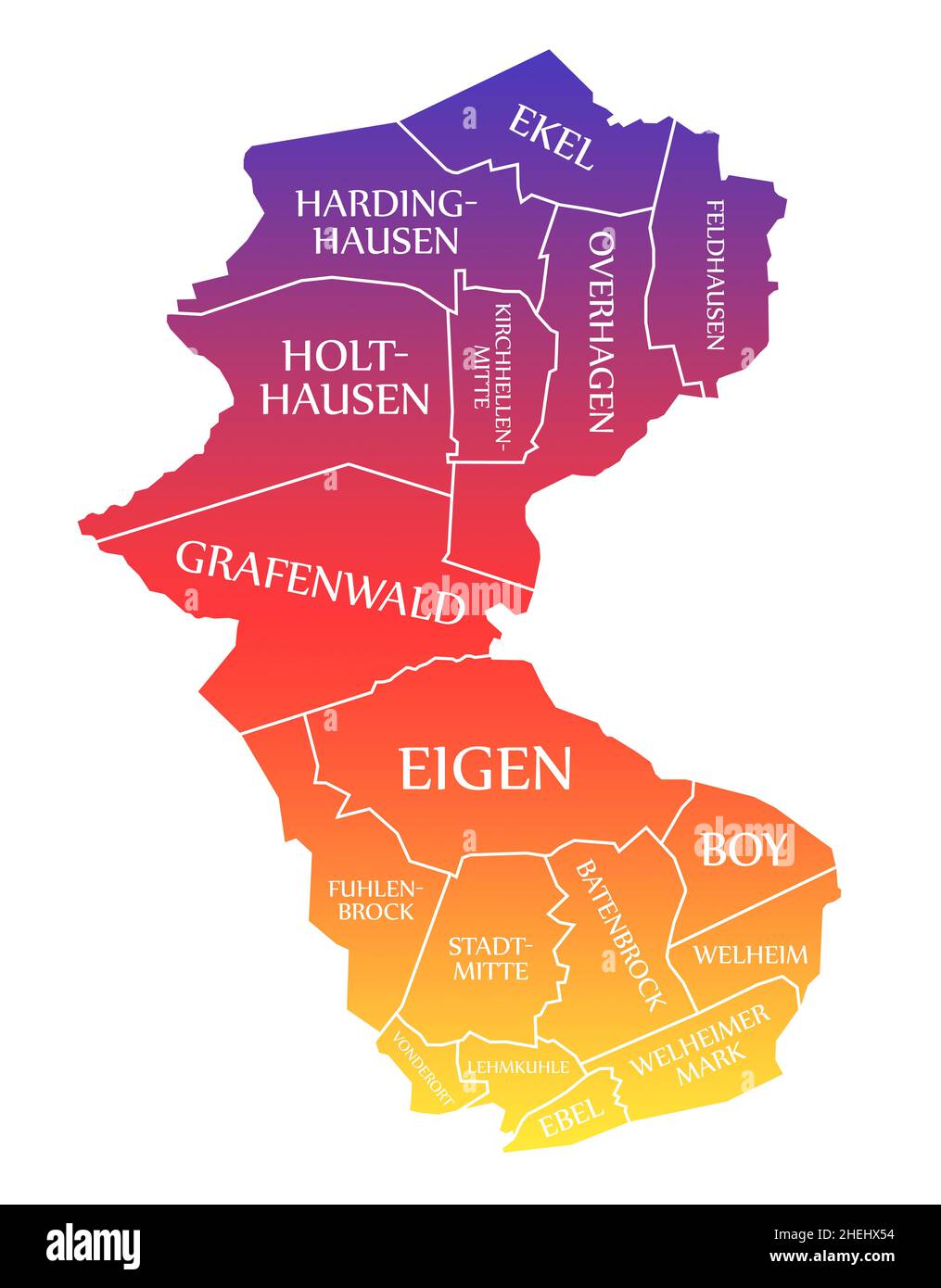 Bottrop City Map Germany DE labelled rainbow colored illustration Stock ...