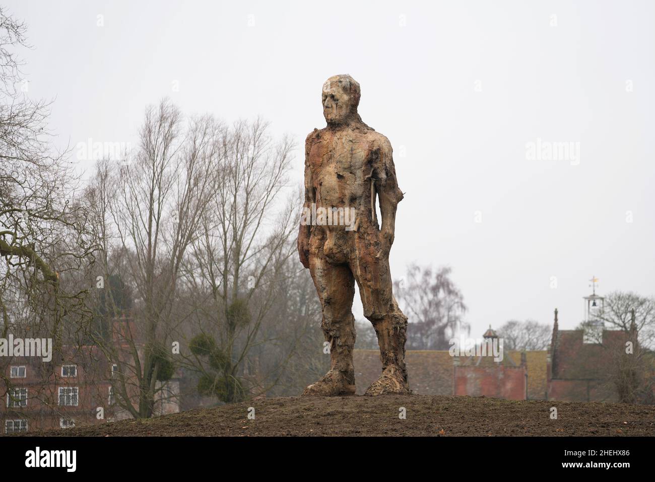The Yoxman statue by artist Laurence Edwards stands beside the A12 road ...