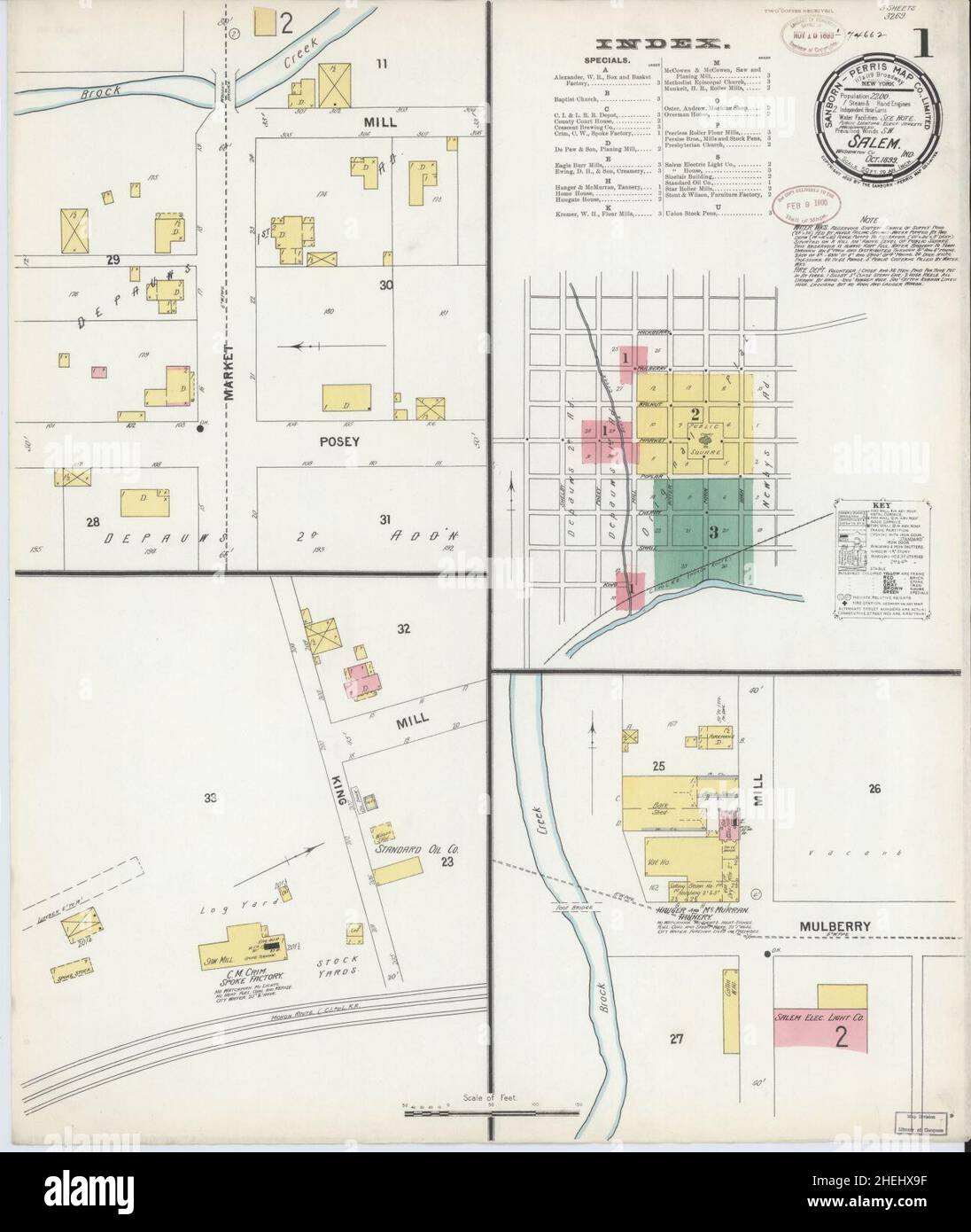 Sanborn Fire Insurance Map from Salem, Washington County, Indiana Stock ...