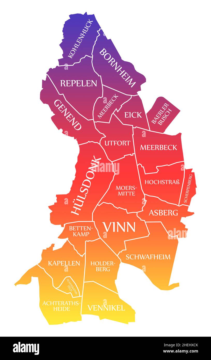 Moers City Map Germany DE labelled rainbow colored illustration Stock ...