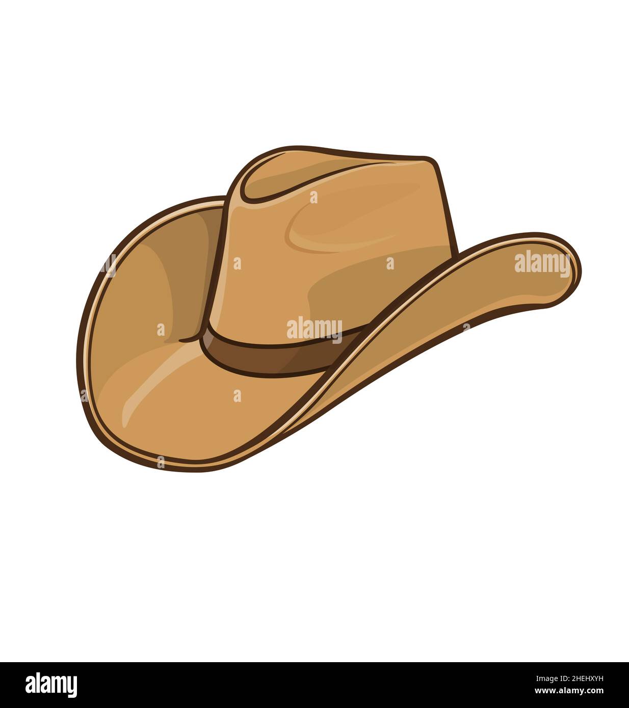 cartoon Cowboy stetson hat light brown vector isolated on white ...