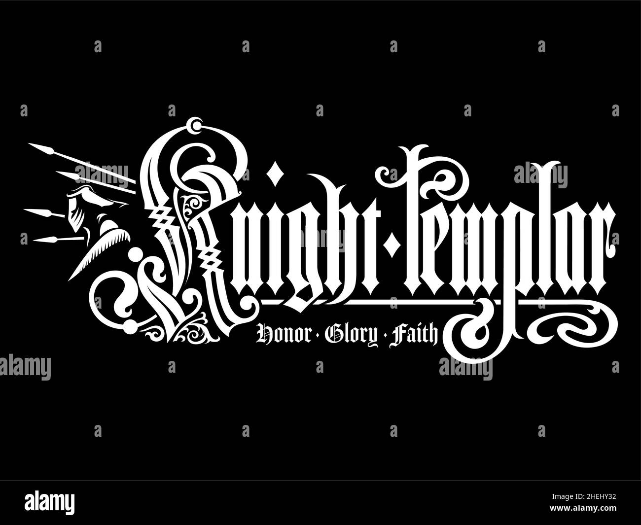 Medieval Knightly Design. Handwritten lettering in Gothic style ...