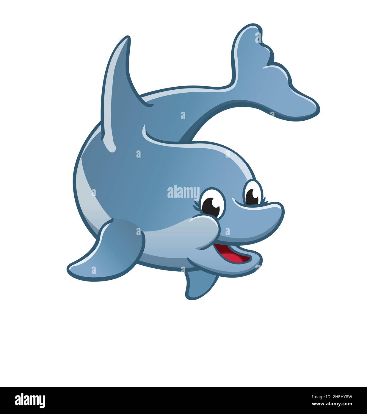 Happy cute smiling cartoon dolphin vector illustration isolated on ...