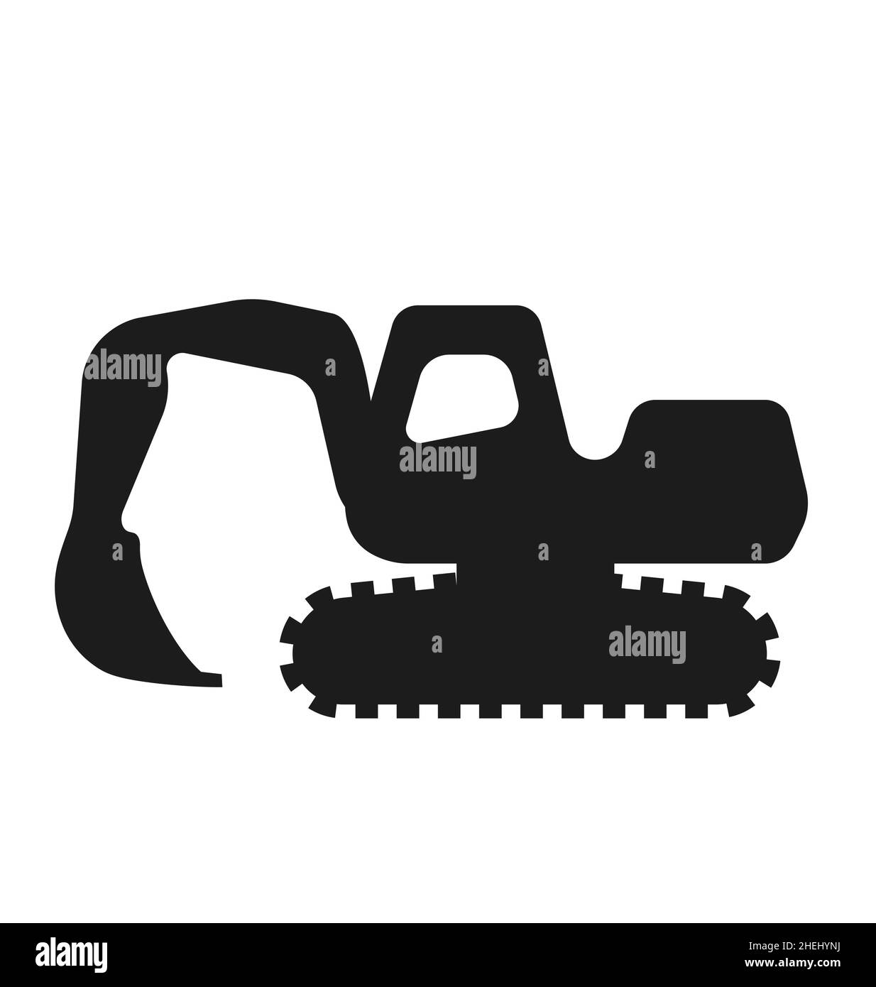 excavator digger silhouette simplified side view isolated vector on ...