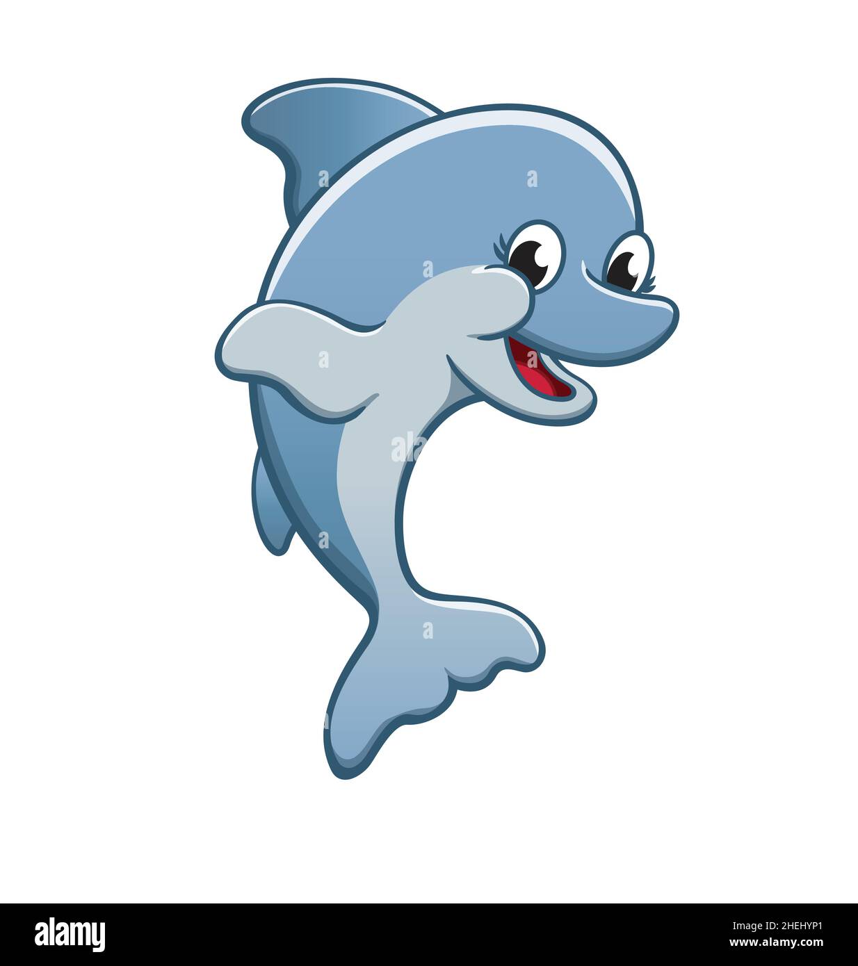 Happy cute smiling cartoon dolphin vector illustration isolated on ...
