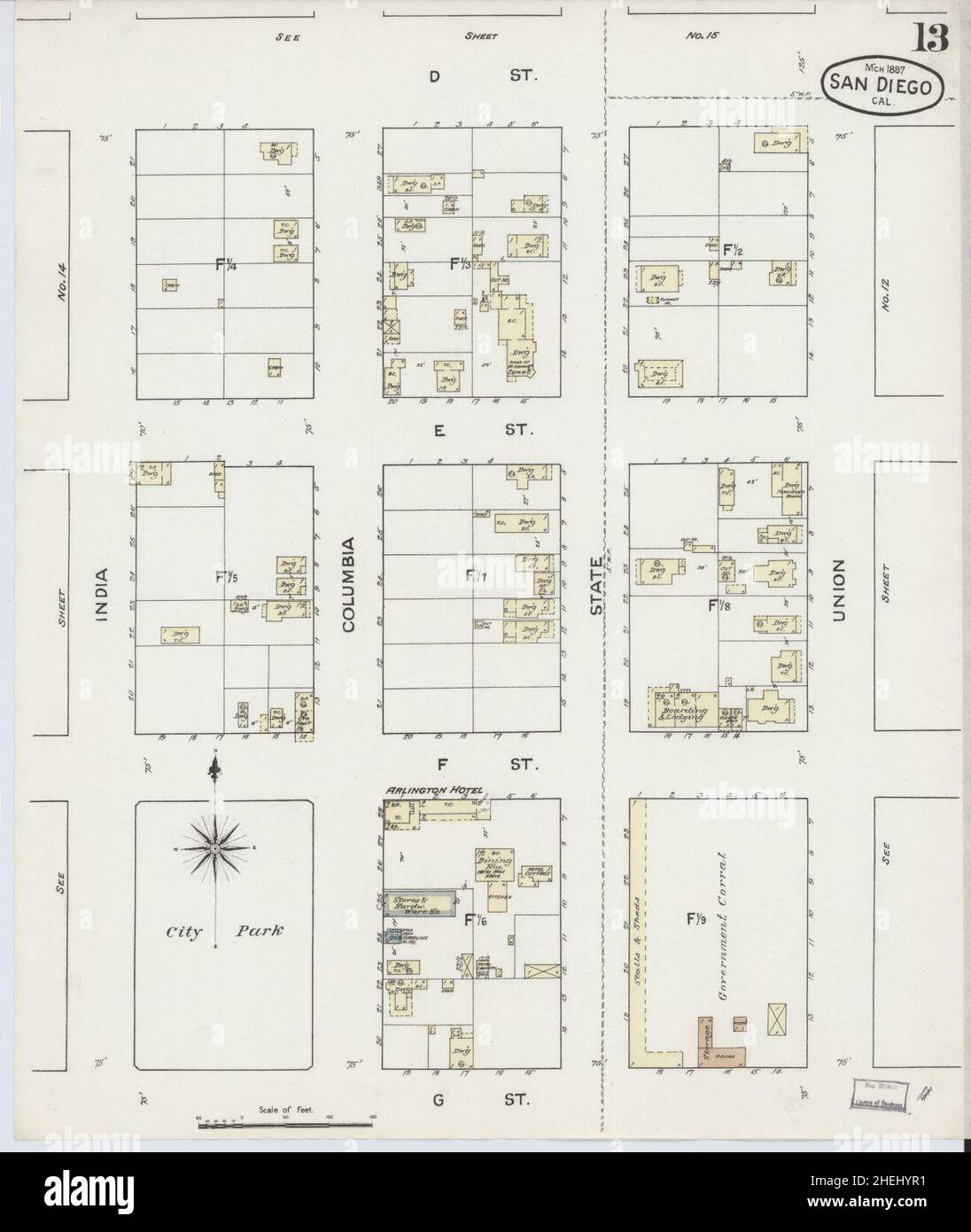Sanborn Fire Insurance Map from San Diego, San Diego County, California Stock Photo - Alamy
