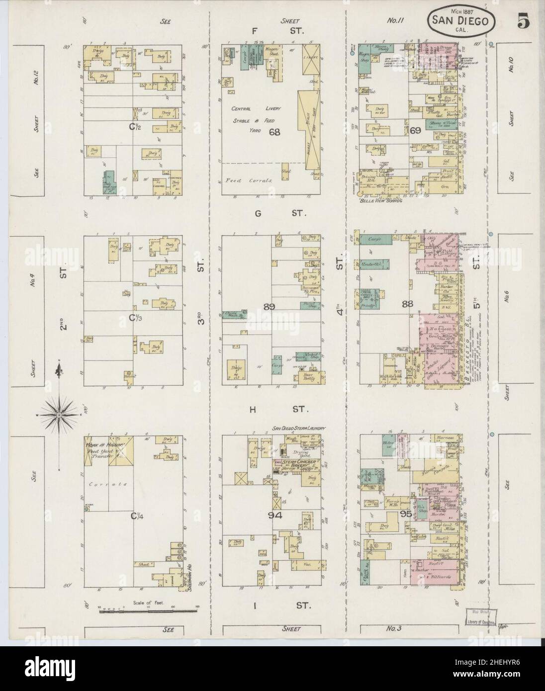 Sanborn Fire Insurance Map from San Diego, San Diego County, California Stock Photo - Alamy