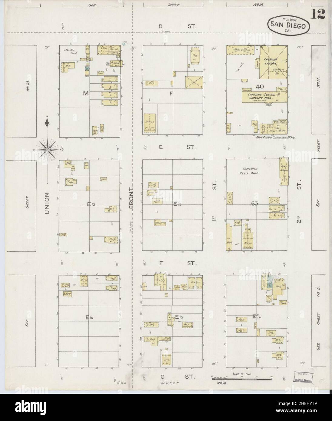 Sanborn Fire Insurance Map from San Diego, San Diego County, California Stock Photo - Alamy