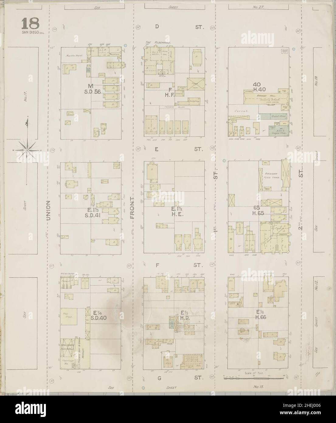 Sanborn Fire Insurance Map from San Diego, San Diego County, California Stock Photo - Alamy
