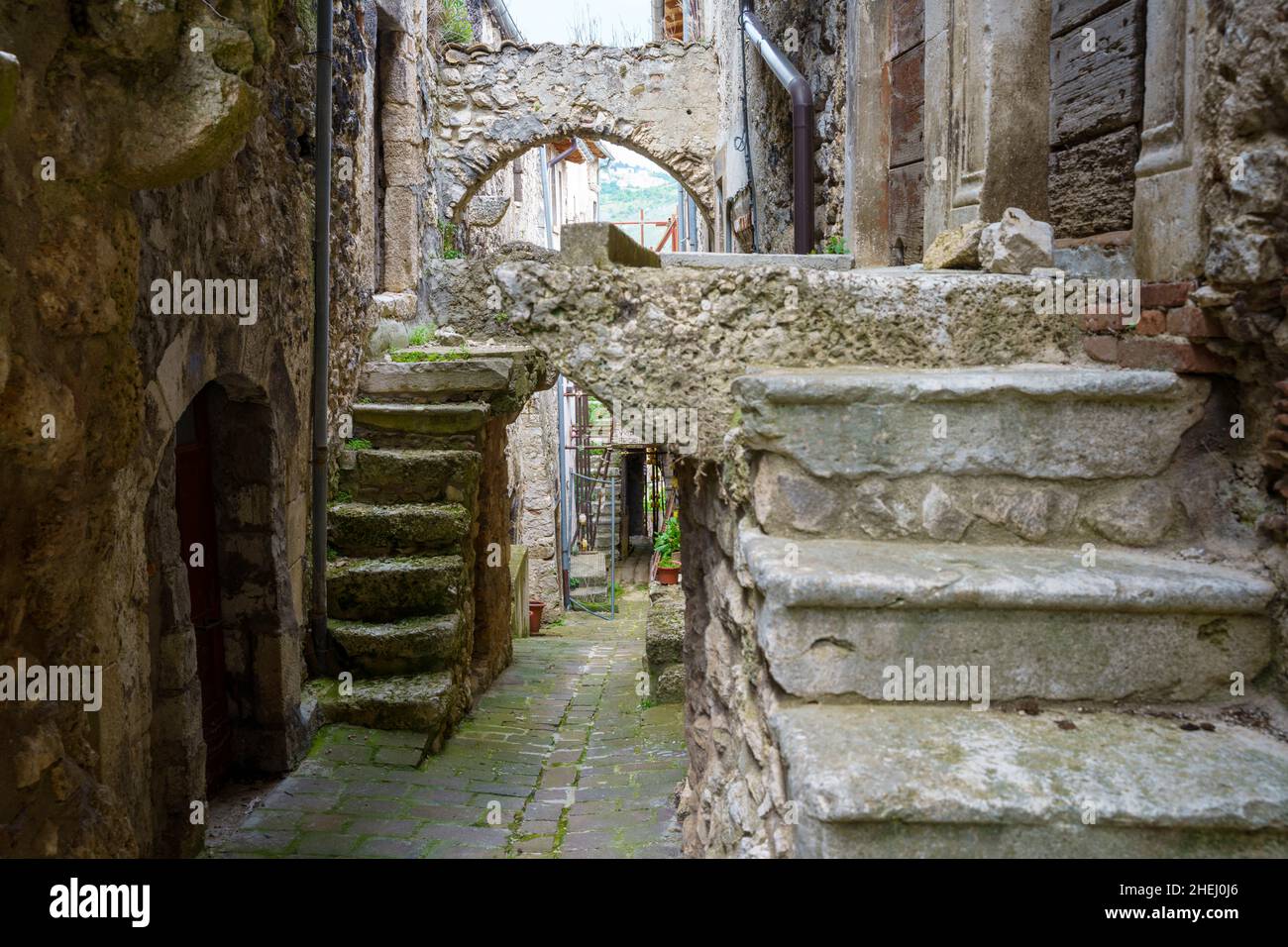 Castelvecchio Calvisio, medieval village in the Gran Sasso Natural Park ...