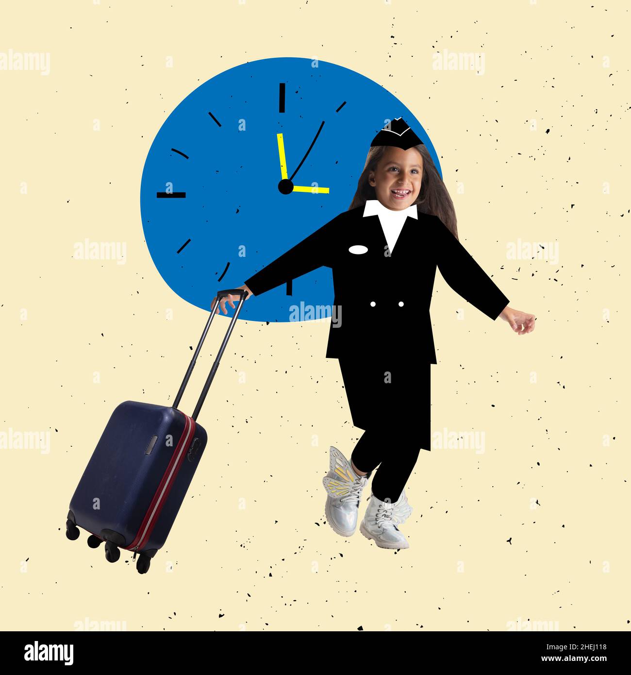 Creative design. Contemporary art collage of little girl, child ...